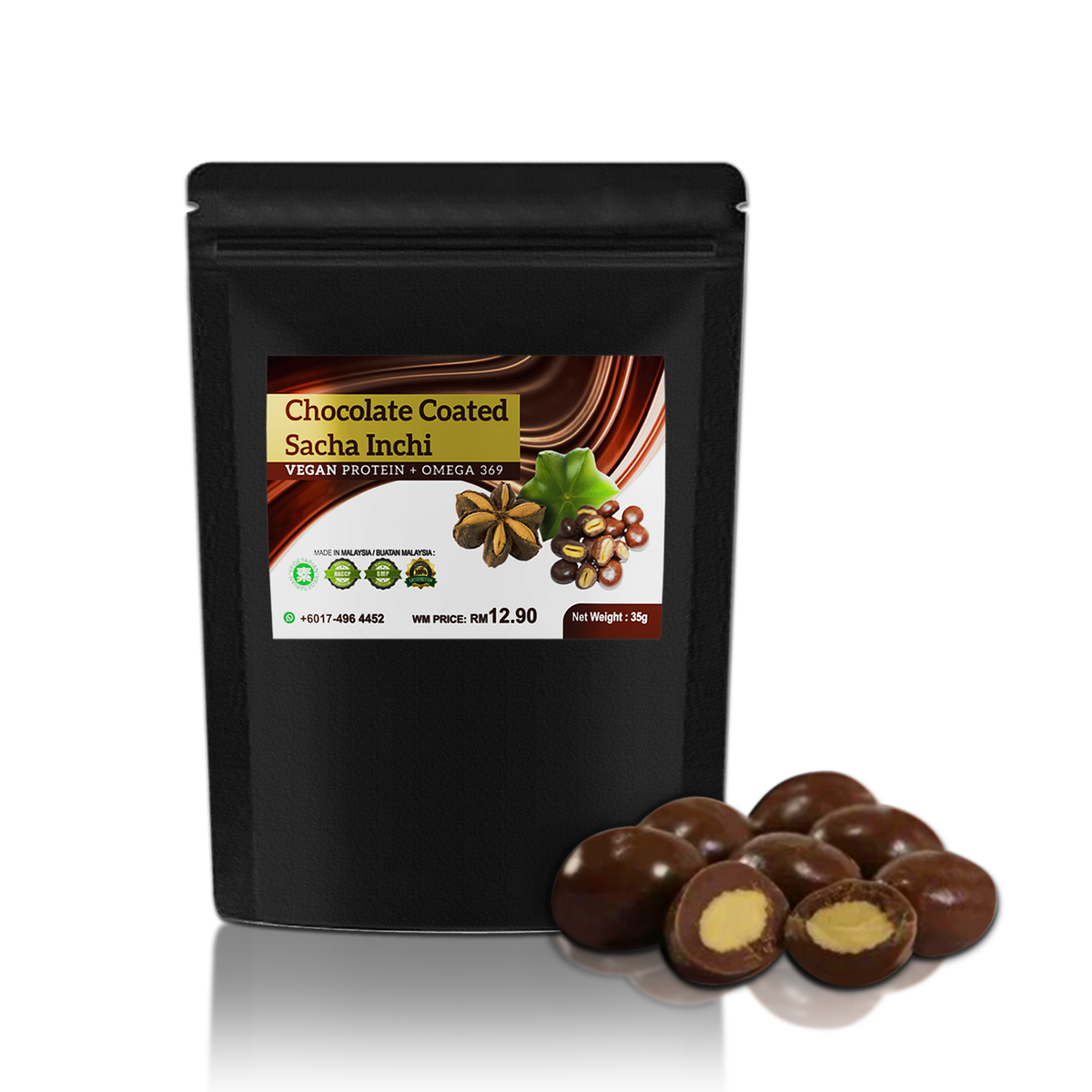 Zemvelo | Chocolate Coated Sacha Inchi | 35G – NHOS SDN BHD